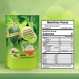Organic Soursop Graviola Leaves Tea Pack of 30 Bags