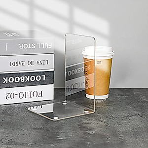 Clear Acrylic Bookends with Non-Slip Stickers, Bookends for Kids Shelves Bedroom Library Office School and L-Shaped Desktop Organizer Decoration Gift (8)