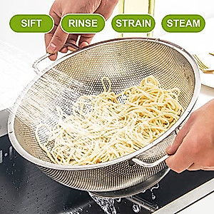 Gulex Colander Stainless Steel 3-Quart, Duty Strainer for Kitchen Food, Dishwasher Safe