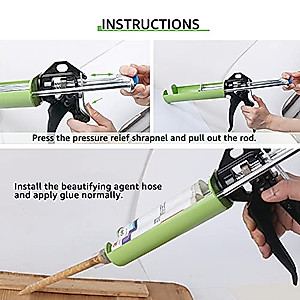 Epoxy Gun 200 mL/6.75 fl oz (2:1 Mix Ratio) Dual Component Adhesive Cartridge Applicator Manual, Panel Bond Gun for 08115-08116 （Vitality Green）
