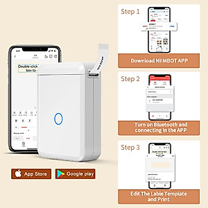 JADENS Label Maker Machine with Tape, D110 Portable Bluetooth Label Printer for Storage, Shipping, Barcode, Mailing, Office, Home, Organizing, Sticker Maker Mini Label Maker with Multiple Templates