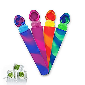 Popsicles Molds 4Pcs Silicone Popsicle Molds Drip Free Ice Pop Mold for Kids Reusable Popsicle Mold for Yogurt Sticks Jelly Chocolates Snacks
