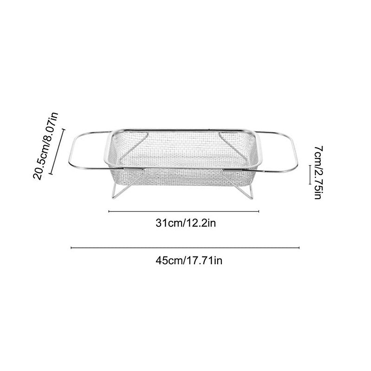 HALOU Sink Drain Basket Counter Dish Drainer Stainless Steel Telescopic Drain Basket Sink Drying Rack Expandable Dish Drainer Over
