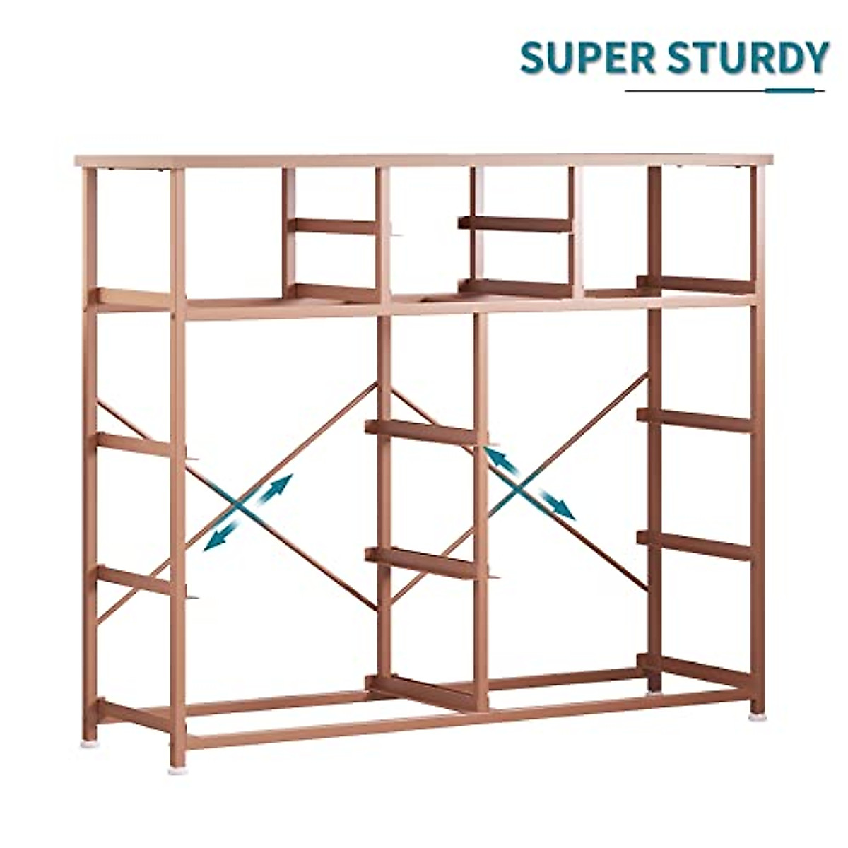 LUMTOK 10-Drawer Dresser, Fabric Storage Dressers Drawers for Bedroom, Hallway, Nursery, Closets, Steel Frame, Wood Top, Easy Pull Handle (Rose Gold)