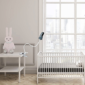 HOLACA Flexible Clip Mount for Owlet Cam 2 and Owlet Cam Baby Monitor Camera Stand with 1/4 Threaded Hole and Adjustable 360 Degree Mount for Crib Nursery(with Base Connect)