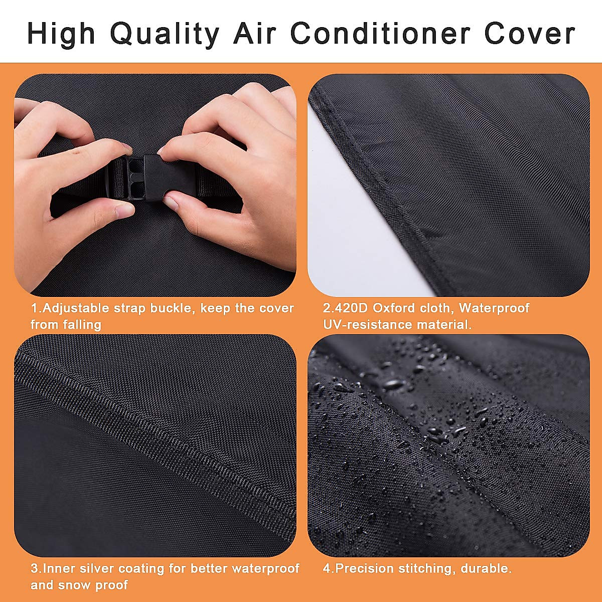 Window Air Conditioner Cover Outdoor, Luxiv Outside Window AC Unit Cover Black Dust-proof Waterproof Outdoor AC Protection Insulation Defender (17Wx12Dx13H)