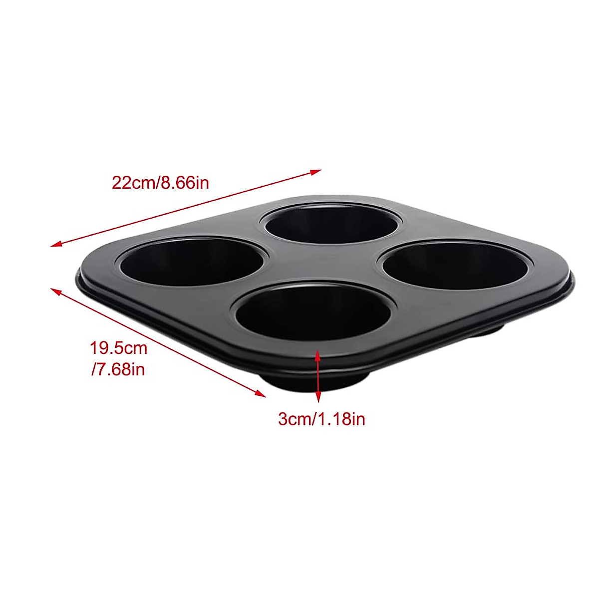 4 Cup Large Muffin Cupcake Moulds/Trays, Non Stick Cupcake Muffins Tin Baking Tray 2 Pack Carbon Steel Round Muffin & Cupcake Pans, Dishwasher Oven Safe