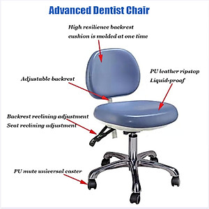 SFKLYU Dental Medical Chair, Dental Assistant Chair PU Leather Height Adjustable Stool for Clinics, Dental Offices, Labs,L