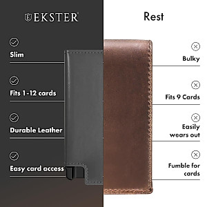Ekster Parliament Men's Wallet | RFID Blocking Leather Minimalist Wallet | Slim Wallet for Men - Designed for Quick Card Access with Push Button (Onyx)
