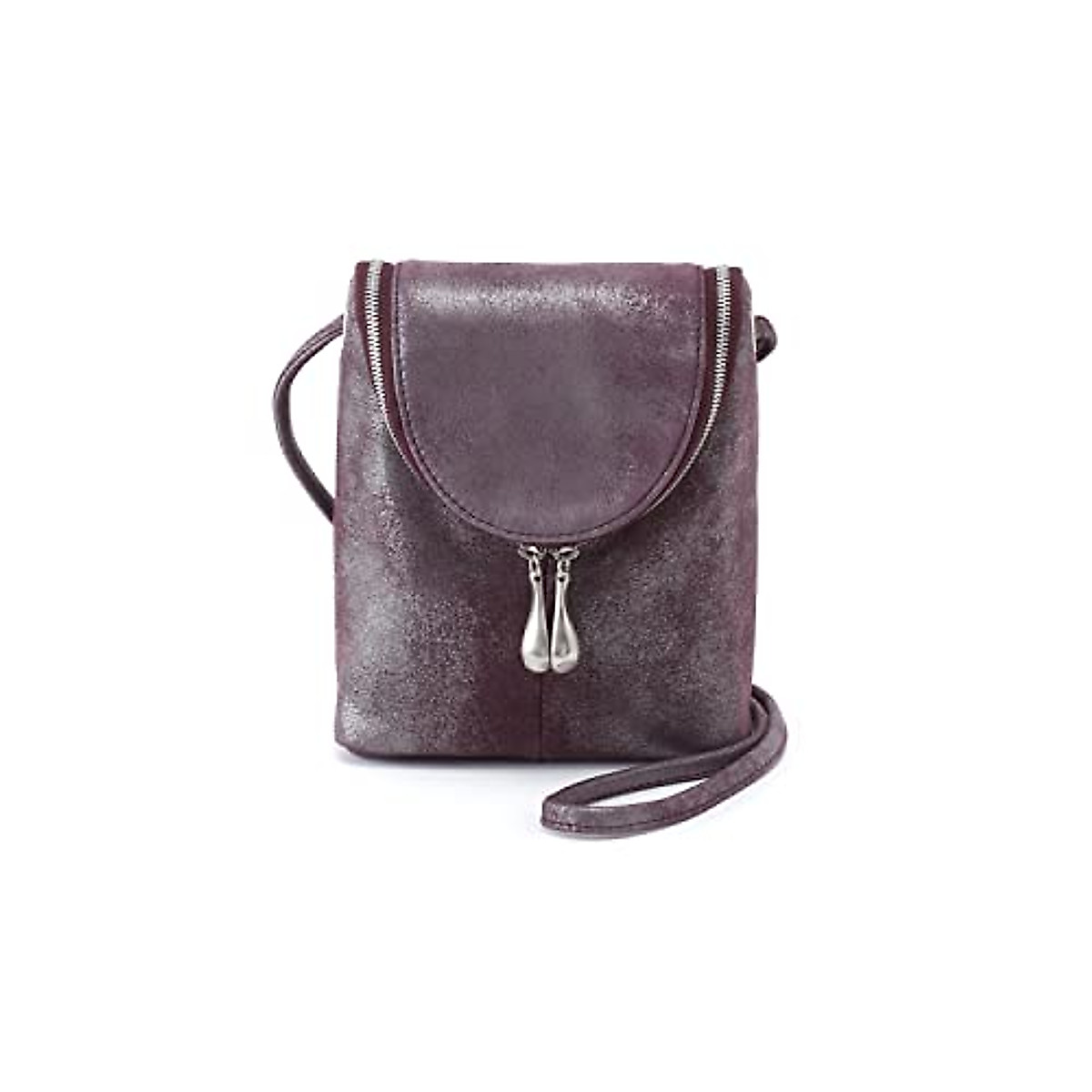 HOBO Fern Stylish Bag for Women - Leather Construction with Top Zip Closure, Printed Lined Interior, and Adjustable Crossbody Strap Bag Plum Graphite One Size One Size