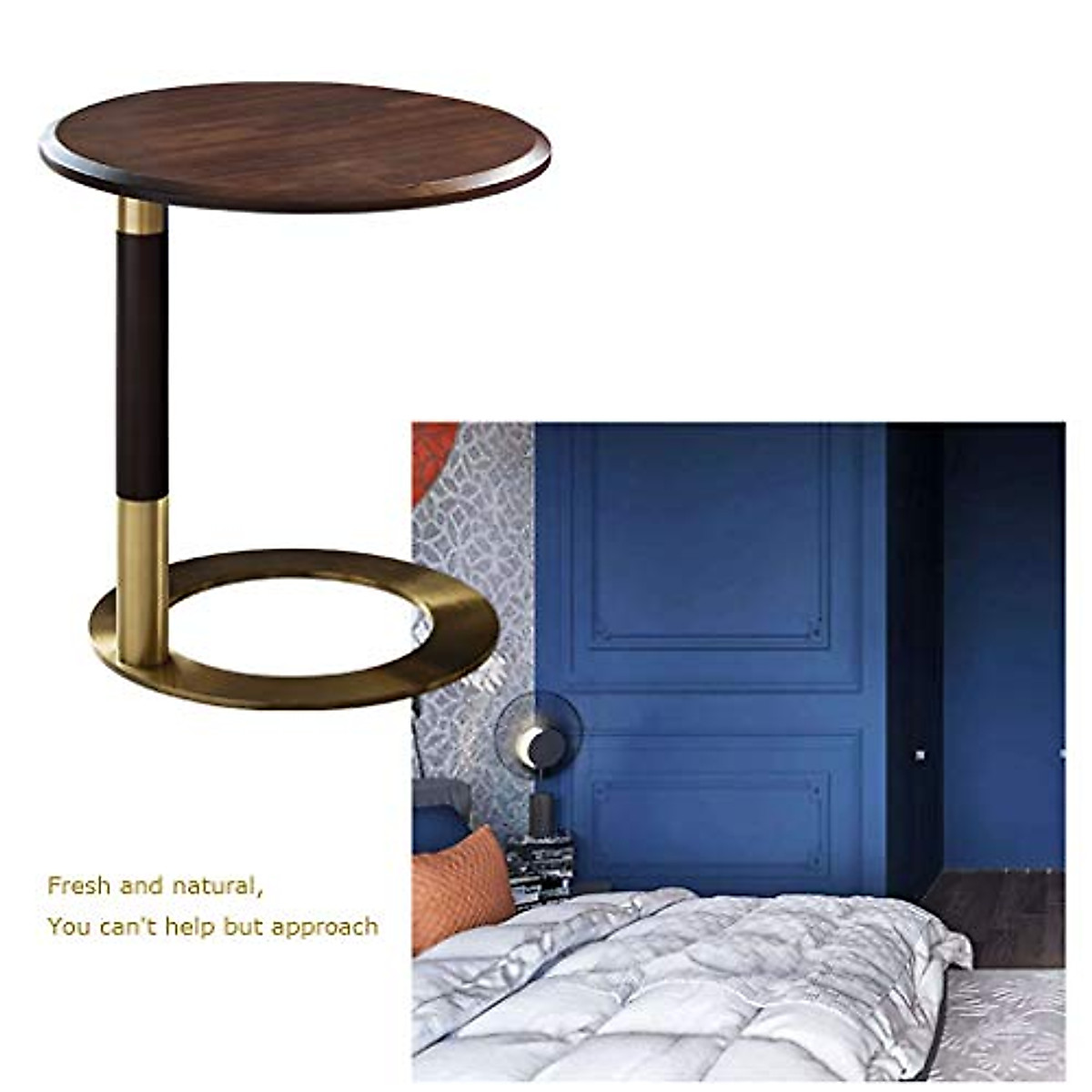 Articles for daily use Side Table Living Room Coffee Table, C Shaped Retro Accent Snack Table Side Table Coffee Table, Sofa Bed Wood Look Coffee Laptop Table, Walnut Wood