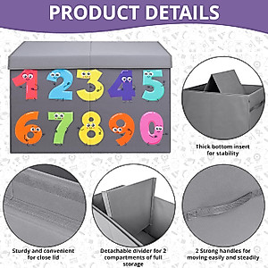 littlepea, 83 liters, Large Toy Box Chest with Lid, Collapsible Sturdy Toy Storage Organizer for Kids, Boys, Girls, Nursery, Playroom, 25"x13"x16", Grey