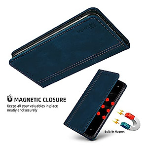 AKABEILA for Oppo Realme 7 Pro Case Luxury PU Leather Flip Case for Oppo Realme 7 Pro Flip Folio Wallet Case Cover with Card Holder Magnetic Closure Kickstand Shockproof 6.4" Blue