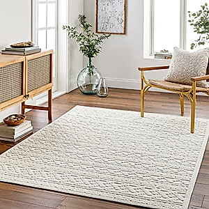 Mark&Day Washable Area Rugs, 5x7 Cedar Falls Bohemian/Global Cream Washable Area Rug, Beige / White Carpet for Living Room, Bedroom or Kitchen (5' x 7'2", Machine Washable )
