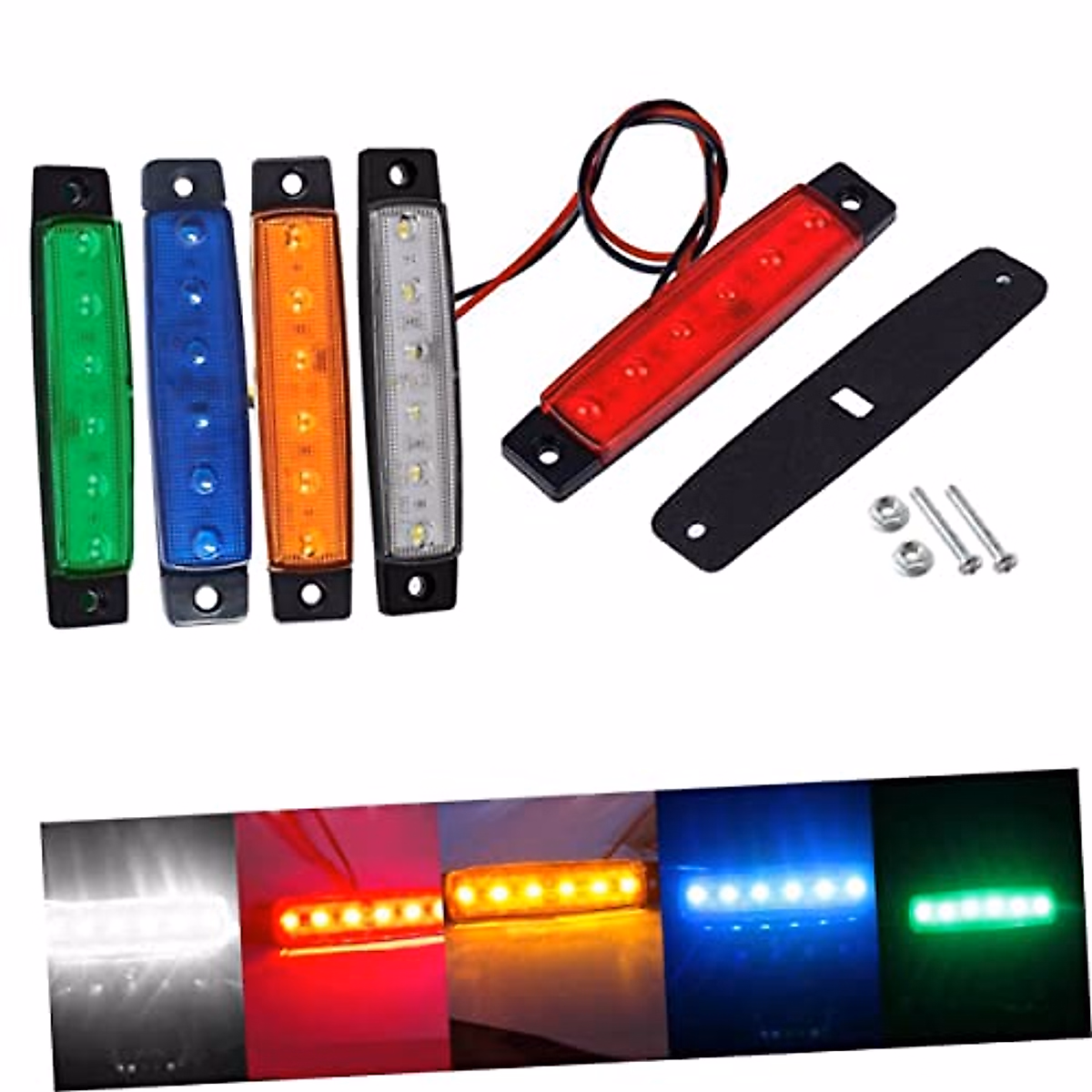 INOOMP LED Brake Lights LED Brake Lights 2 Pcs 6 LED Trailer Lights Truck Tail Lights LED Rear Light Taillight Green Signal Light LED LED Tail Lights LED Trailer Lights