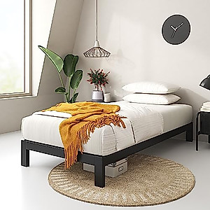 ZINUS Arnav Metal Platform Bed Frame / Wood Slat Support / No Box Spring Needed / Easy Assembly, Black, Twin