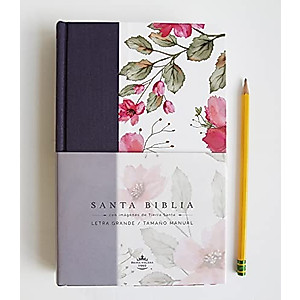 Biblia RVR 1960 letra grande. Tapa dura tela azul púrpura con flores tamaño manu al / Bible RVR 1960 Handy Size Hardcover Cloth with Purple Blue Flowers