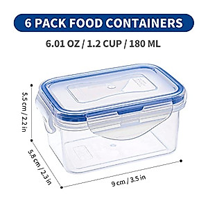 KIGI [6 Pack] 6.1OZ Airtight Plastic Food Storage Containers Set, Rectangular Small Storage Boxes, Microwave, Freezer and Dishwasher Safe