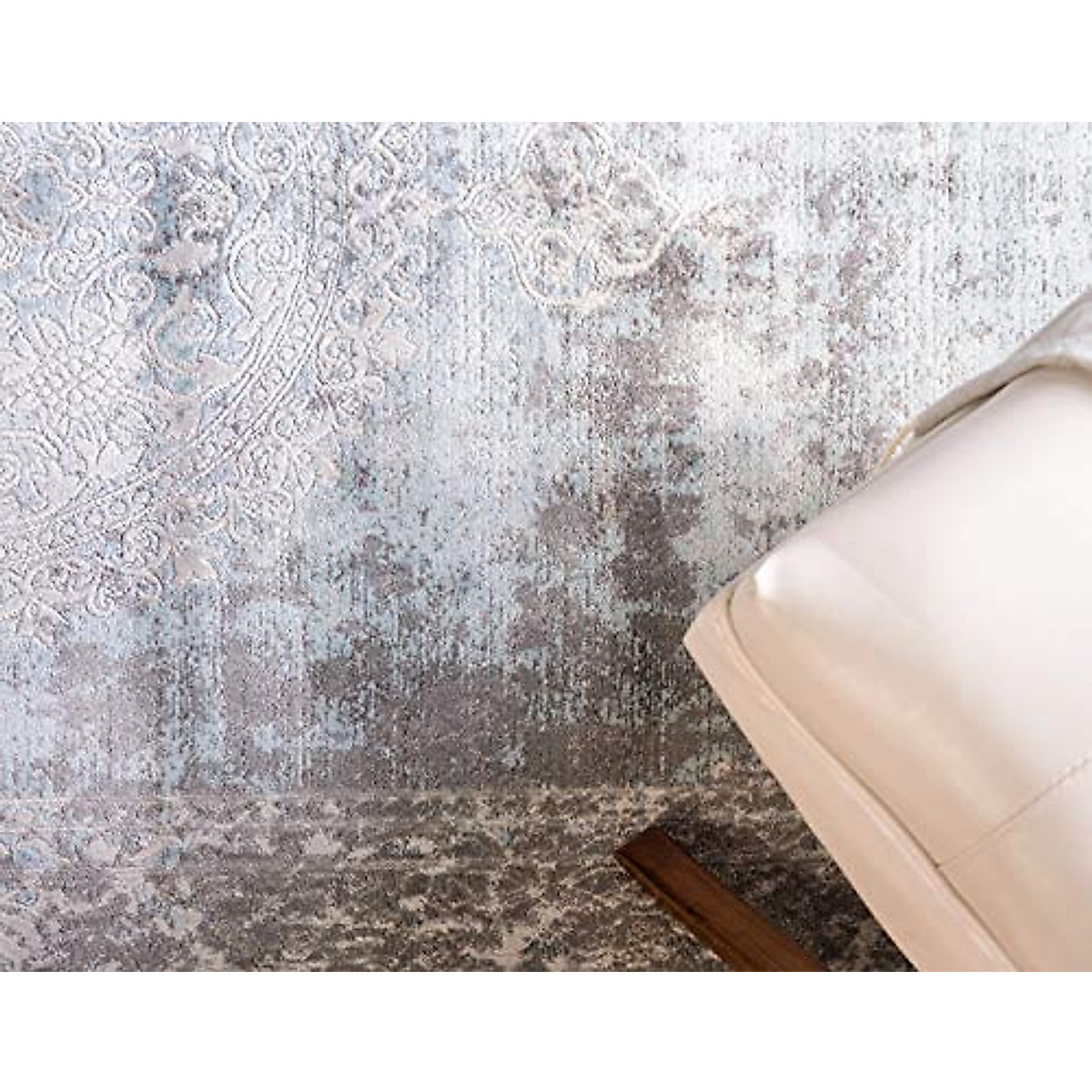 Unique Loom Traditional Classic Intricate Design with Distressed Vintage Detail, Area Rug, 10 ft x 13 ft, Light Blue/Ivory