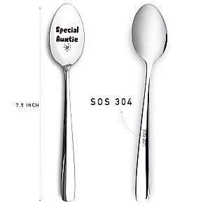 Special Auntie Spoon Engraved Funny Gift for New Aunt Sister, Ice Cream Tea Coffee Cereal Lover Spoon Best Thanksgiving Christmas Birthday Gifts