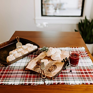 Tramanto Farmhouse Wooden Serving Board with Bark, Rustic Olive Wood Platter 15 x 10 Inch