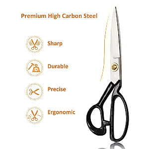 Sewing Scissors Ultra Sharp + Free Craft Knife - 9" Heavy Duty Professional Shears - All Purpose Scissors: Office & Crafts, Perfect for Seamstress, Tailors, Dressmakers, Students, Artists