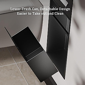 Stainless Steel Shower Nich Bathroom Recessed Wall Niche Shelf Toilet Paper Storage Rack Shower Niche Insert Embedded Trash Can for Toilet Paper Waste,Black-20x14x50cm/7.87x5.51x19.69inch