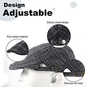Jadive 4 Pcs Newsboy Hats for Men Cotton Flat Cap Adjustable Breathable Cap for Men Newsboy Driving Hunting Hat Newsboy Hat