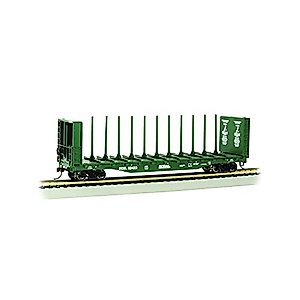 Bachmann Trains - 52' Center-Beam FLATCAR with BULKHEADS - BC Rail #52423 - HO Scale