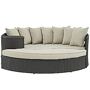 Modway EEI-1982-CHC-BEI Sojourn Wicker Rattan Outdoor Patio Sunbrella Fabric Daybed in Antique Canvas Beige