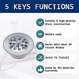 Gold-Hao-the-bathroom Beehive Grid Bathtub Drain with 1-1/4 Inch Fine Thread and 1-1/2 Inch Course Thread Bushing (Chrome)