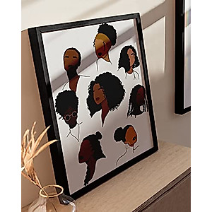 HAUS AND HUES Black Girl Wall Art & Hair Posters for Women - Black Women Art & African American Posters, Black Woman & African Art Pictures Women of Color Black Hairstyle Collage (Unframed 16x20)