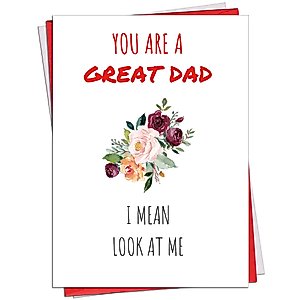 Ikassong Funny Card for Dad Birthday Father's Day 5.3 x 7.6 with 2 Envelopes