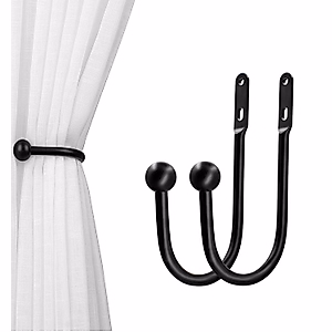 VRSS Curtain Tiebacks Drapery Holdbacks Simple Vintage Style (2pcs Black)
