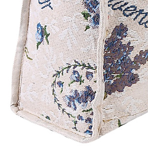 Knitting Needles Storage Bag, Exquisite Wood Handle Fabric Storage Bag Household Yarn Storage Tote Organizer Sewing Accessories for Knitting Needles Sewing Tools Storage Bag (Blue Flower)