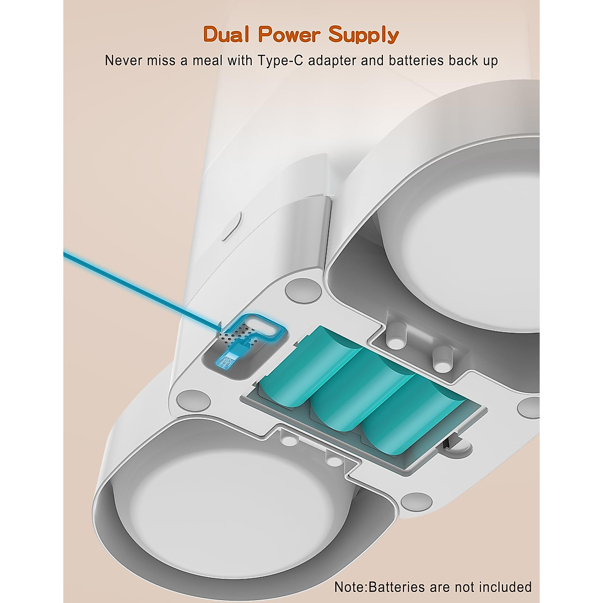 HoneyGuaridan Automatic Cat Feeder for Two Cats,3.5L Cat Food Dispenser with Stainless Steel Bowl,Timed Cat Feeder Programmable 1-6 Meals Control, Dual Power Supply,Desiccant Bag,10s Meal Call Whit