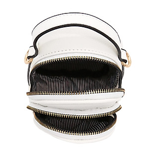 FashionPuzzle Two Compartment Phone Crossbody Mini Bag (White)