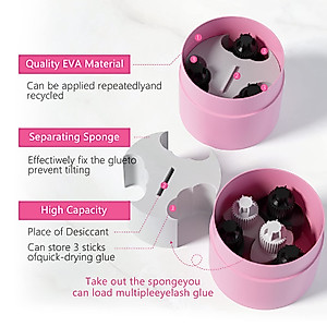 Buqikma Eyelash Glue Storage Container, Pink Sealing Extension Eyelash Glue Jar Storage Tank with Bottom Sealed Adhesive Stand Activated Storage for Eyelash Extension (Pink)