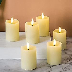Girimax Ivory Flameless Votive Candles with Remote, Real Wax Flickering LED Pillar Candles Battery Included Φ 2" H 3"