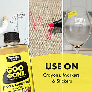 Goo Gone Original Liquid - 8 Ounce and Sticker Lifter - Surface Safe Adhesive Remover Safely Removes Stickers Labels Decals Residue Tape Chewing Gum Grease Tar Crayon Glue