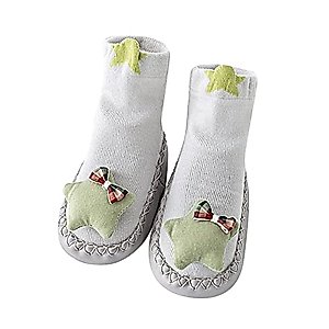 Lykmera Summer Autumn Comfortable Infant Toddler Shoes Bow Star Heart Pattern Children Mesh Floor Walking Socks Shoes (Grey, 0-6 Months)