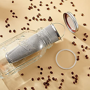 3 Pcs Cold Brew Coffee Filter With Handle 2 Quart Mason Jar Filter Stainless Steel Filter Wide Mouth Filter Coffee Tea Infuser Coffee Strainer Mesh for Cold Brew Coffee Maker Mason Canning Iced Tea