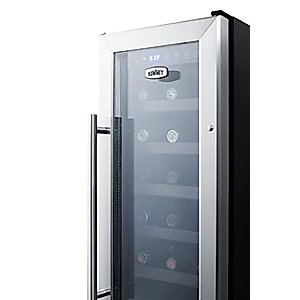 Summit Appliance SWC1224B Commercially Approved 12" Wide Built-in Undercounter Wine Cellar Designed for the Display and Refrigeration of Beverages with Digital Thermostat and LED Lighting