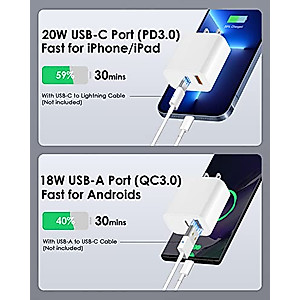 Charger Block USB and USB C Port [3 Pack] USB Wall Charger Multiport [PD 20W USB-C & QC 3.0 USB Port] Compatible with iPhone 13/12/11/X/8, iPad, Samsung, Google, Galaxy and More