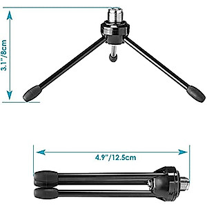 LYRCRO Desktop Desk Foldabe Tripod Microphone Stand with Non-slip Feet,Durable Iron Construction,Ideal for Podcasts, Online Chat, Conferences, Lectures,meetings with dynamic microphone