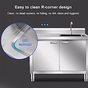 Commercial sink, stainless steel sink, commercial integrated cabinet drain table, vegetable sink, household sink cabinet, dishwashing sink(120x60x80cm/47.2x23.6x31.4in)