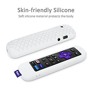 Remote Cover Replacement for Roku Ultra 2022/Voice Remote Pro 2021, Remote Case with Strap, White - PDEEY