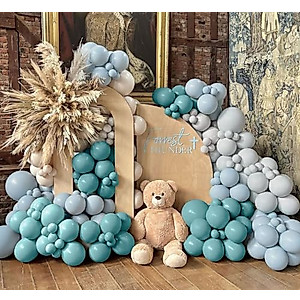 Dusty Blue Balloon Garland Blue White Balloon Arch Double Stuffed Latex Balloons Slate Blue Balloon Garland Kit For Baby Shower Birthday Wedding Anniversary Party Decorations