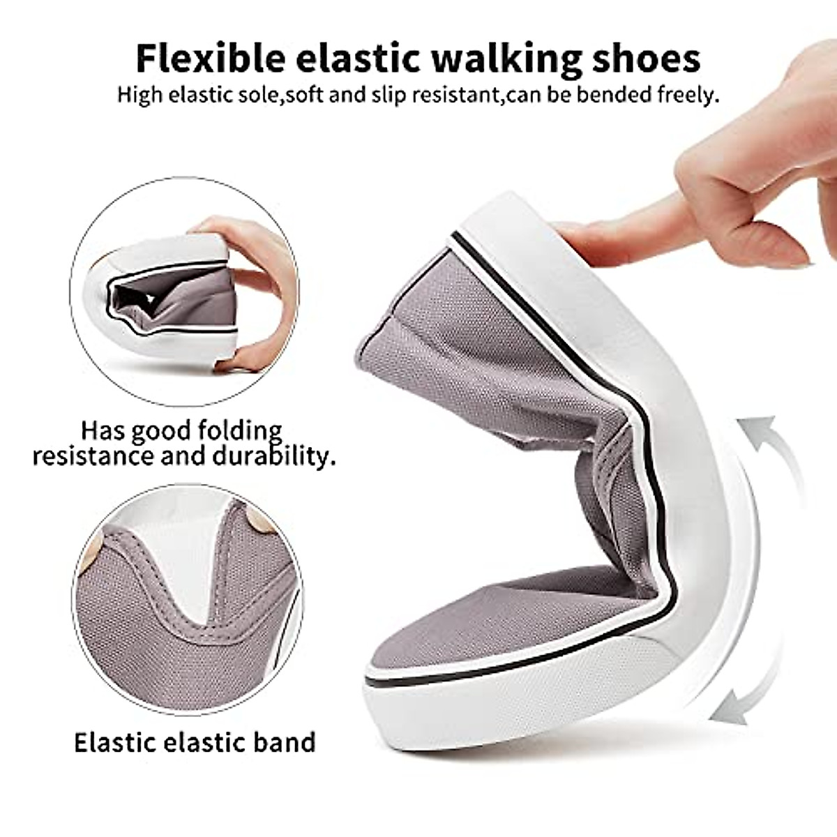 Women's Slip on Shoes Canvas Sneakers Loafers Non Slip Shoes Low Top Casual Shoes(Gray.US7) Grey