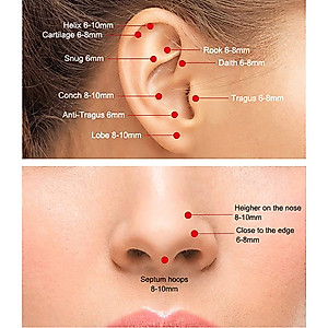 8MM Cartilage Earring Surgical Stainless Steel Hoop Earrings Men Tiny Small Huggie Hoop Earrings Helix Rook Daith Tragus Piercing Jewelry Sleeper Second Hole Earrings for Women 20G Gifts for Men Him